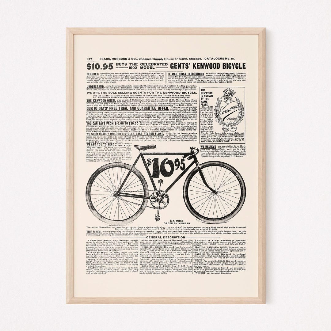 CLASSIC BICYCLE ART, Vintage Bicycle Ad, 1902 Kenwood Bike Ad, Antique ...