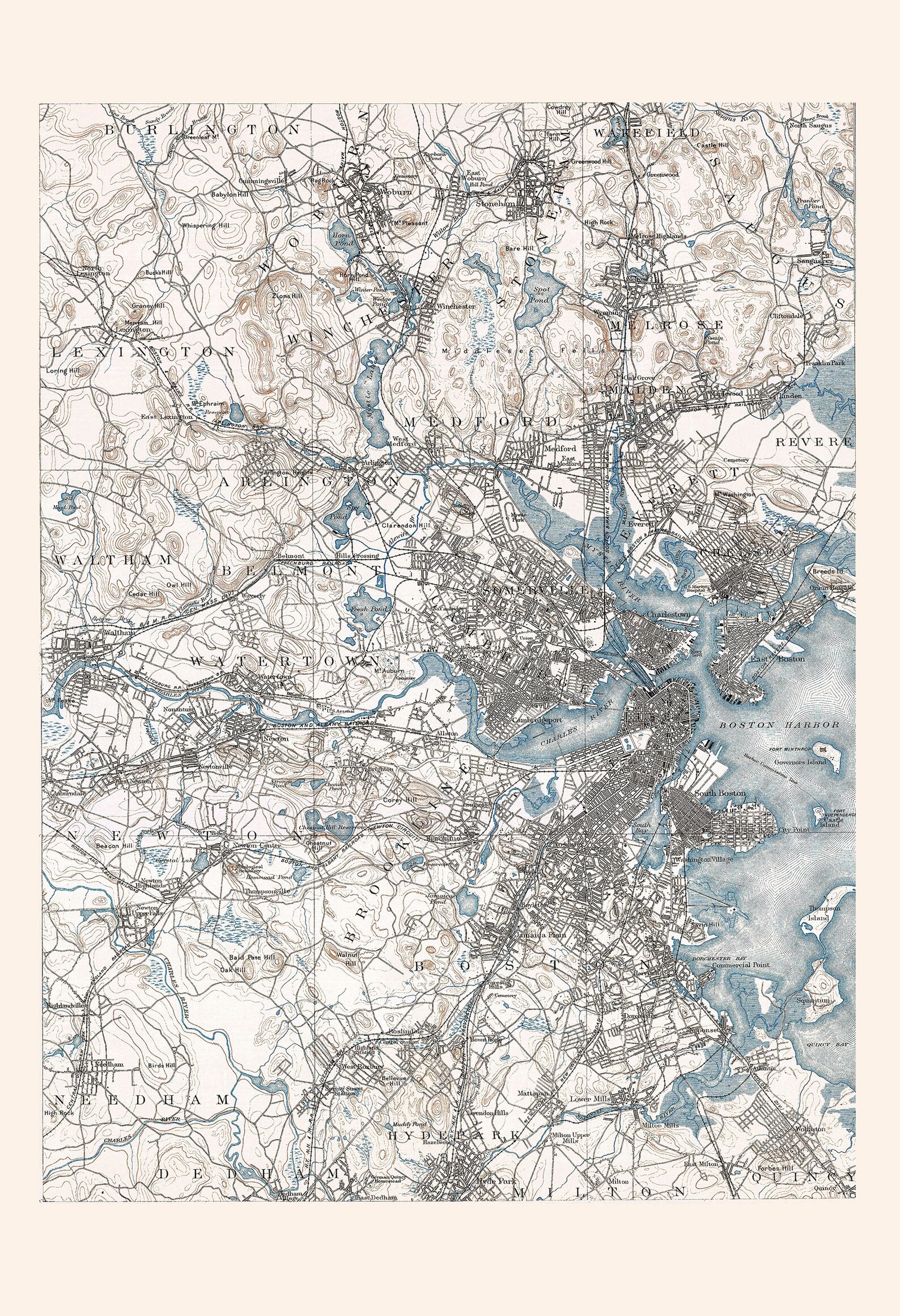 VINTAGE BOSTON POSTER, Vintage Map of Boston, Antique Map Print ...
