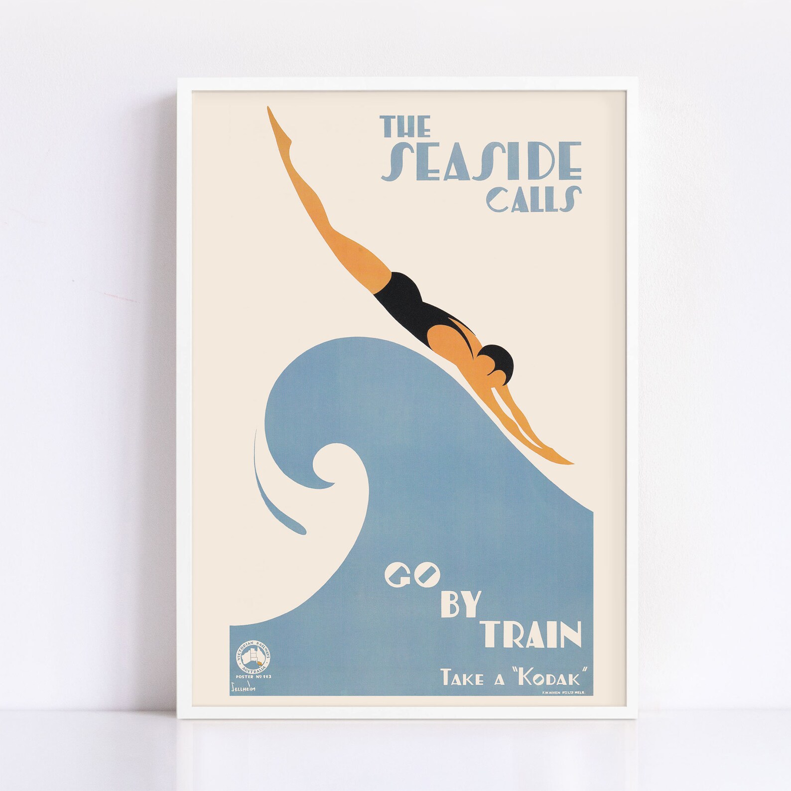 VINTAGE SWIMMING POSTER Seaside Poster Art Deco Travel - Etsy