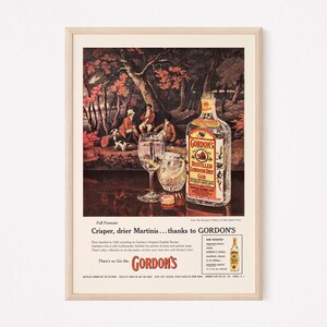 VINTAGE GORDON'S GIN Ad, Retro Mid-century Ad, Vintage Bar Poster Retro ...