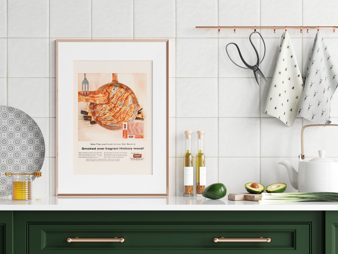 RETRO BACON POSTER Retro Mid-century Ad Vintage Kitchen - Etsy
