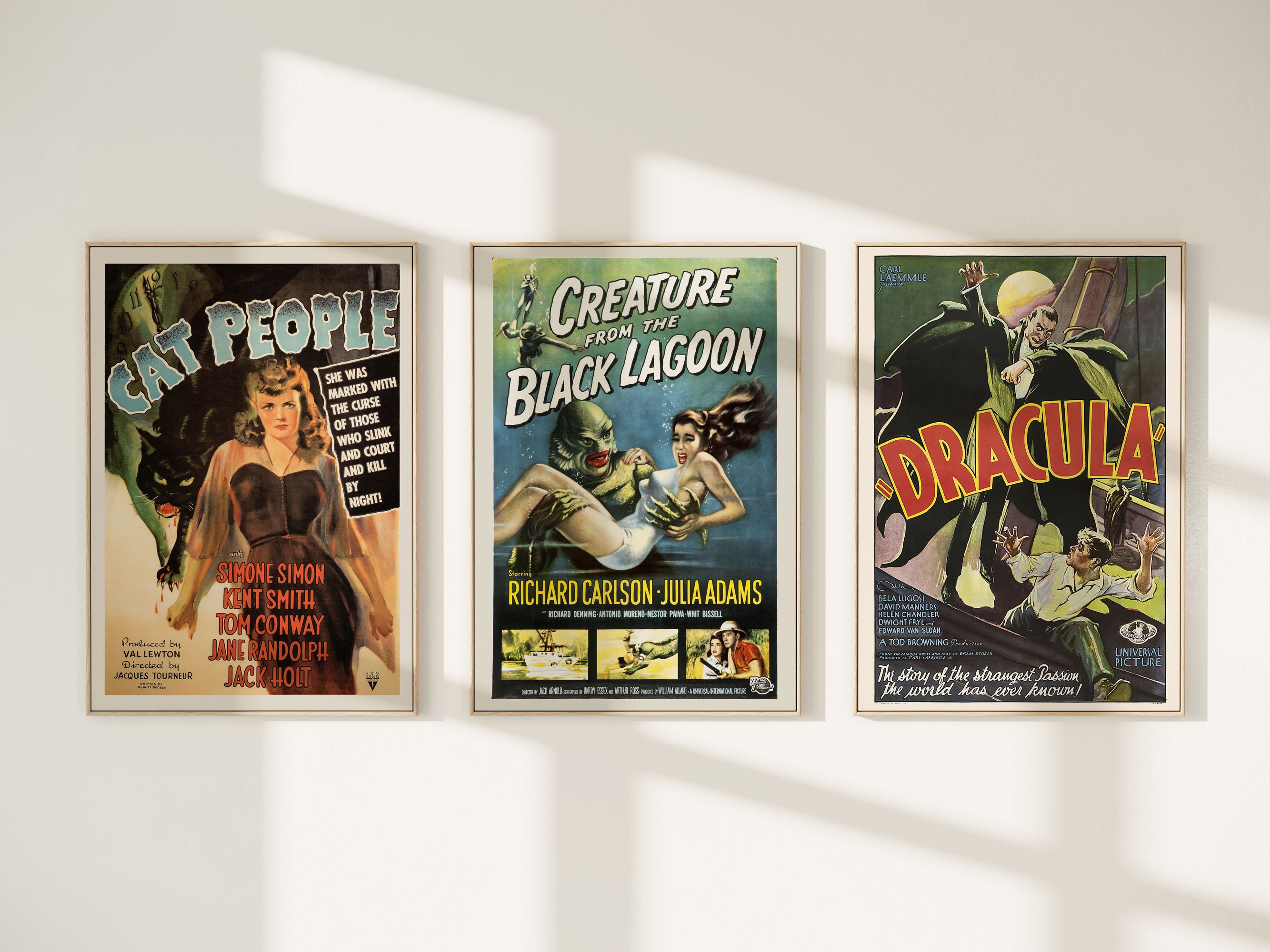 RETRO HORROR MOVIES, Poster Set: Cat People, Creature From the Black ...