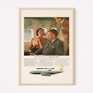 VINTAGE AIRPLANE AD, Retro Mid-century Airline Ad, Air Travel Retro Ad ...