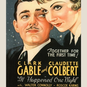 CLASSIC FILM POSTER, Clark Gable Movie Poster, Claudette Colbert Movie ...