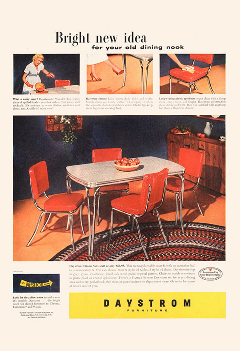 VINTAGE KITCHEN AD Retro Mid-century Ad Daystrom Furniture | Etsy