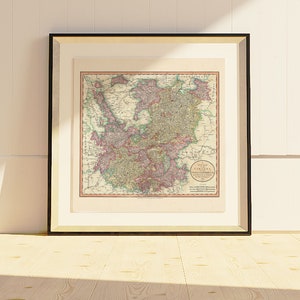 ANTIQUE GERMANY MAP Print Antique Wall Art, Map of Germany 1799 ...