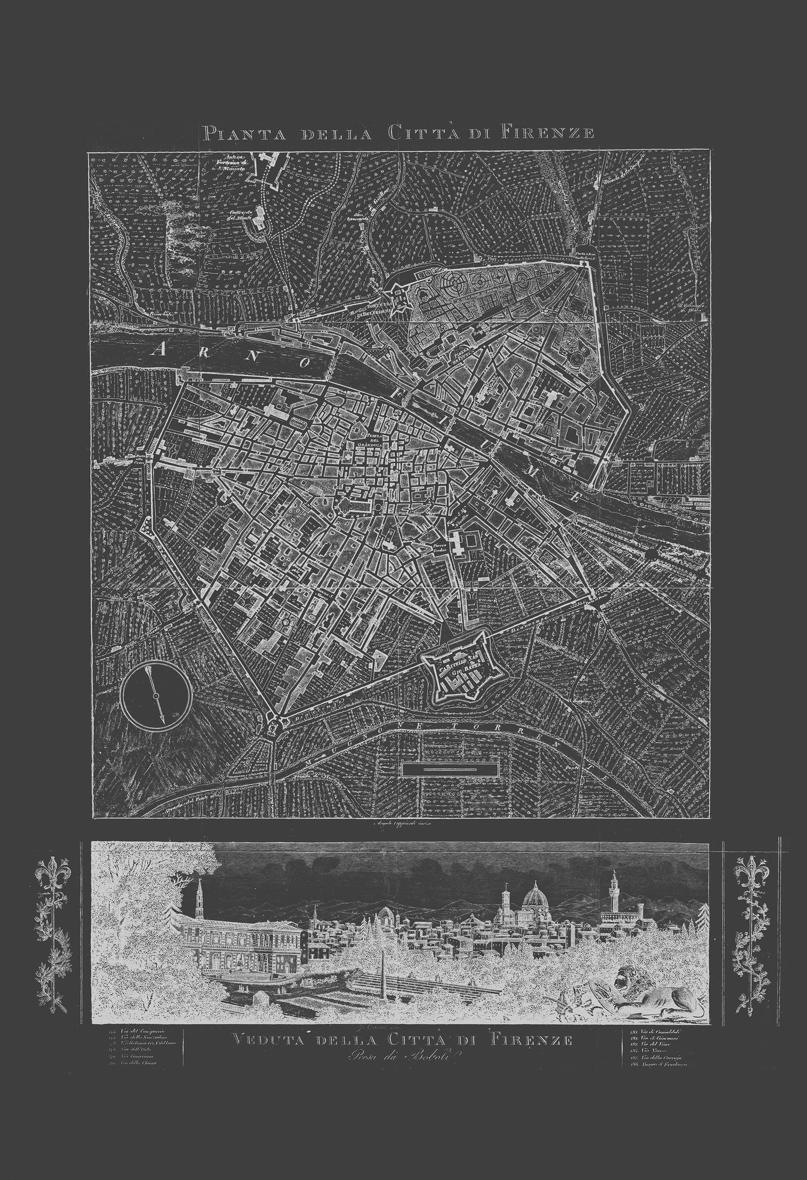 FLORENCE MAP ART Blueprint Map of Floence Italy Vintage - Etsy