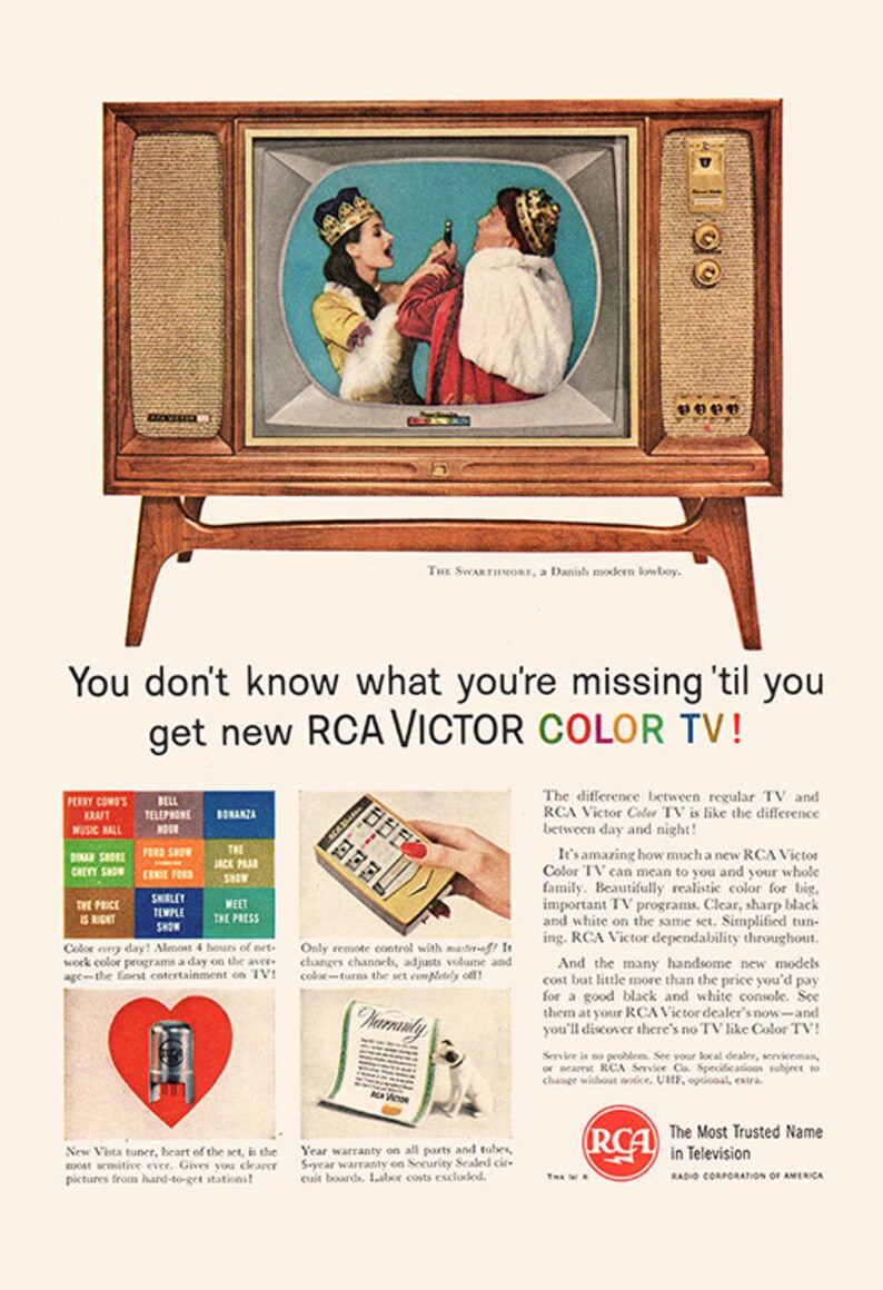 VINTAGE COLOR TV Ad Retro Mid-Century Television Ad | Etsy