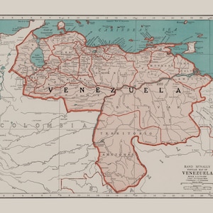 VINTAGE VENEZUELA MAP Vintage Map of Venezuela Wall Art - Etsy