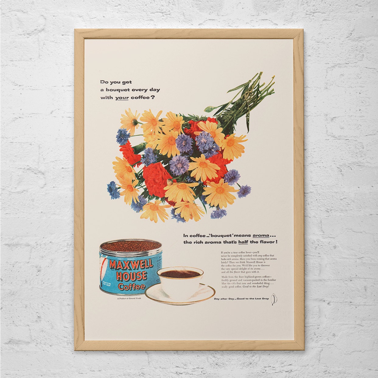 COFFEE AD POSTER Retro Mid-century Ad Vintage Kitchen - Etsy