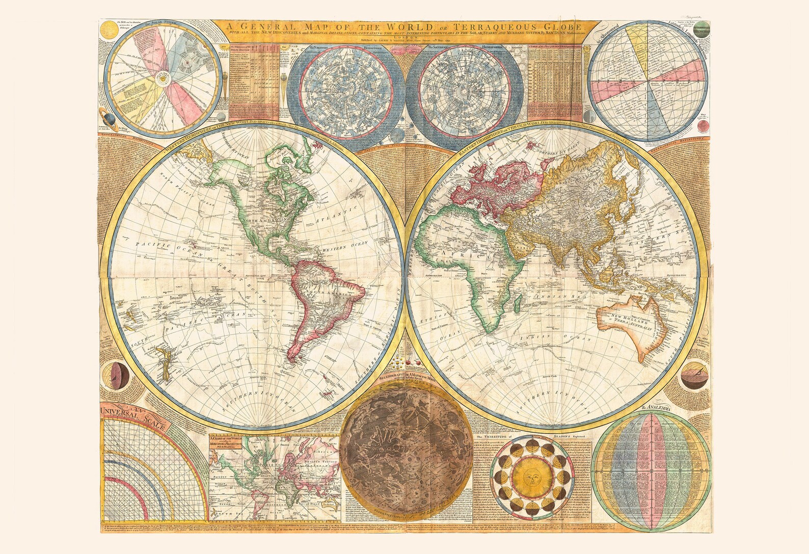 ANTIQUE WORLD MAP Antique Map Print Professional - Etsy