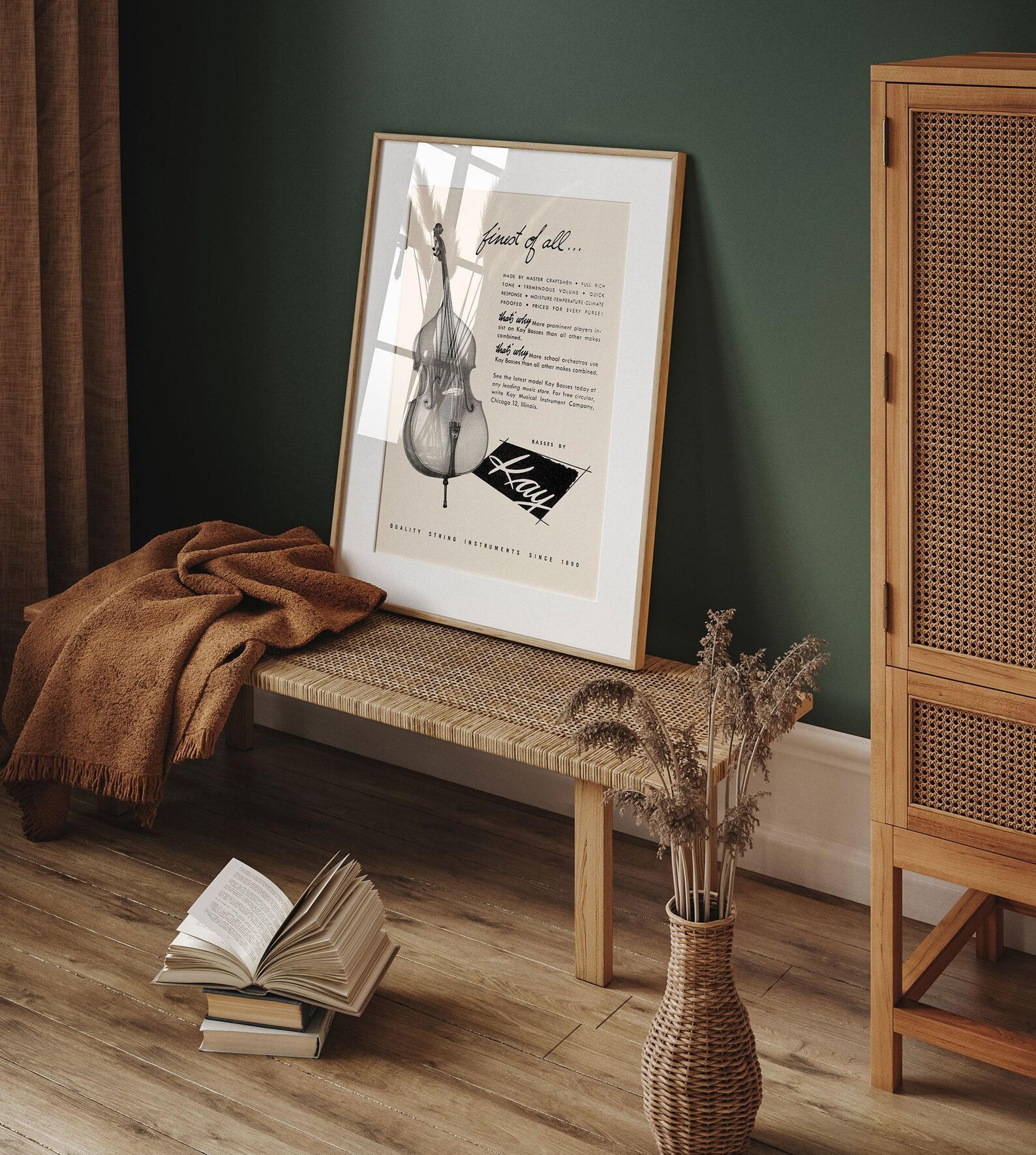 BASS INSTRUMENT POSTER, Classic Rockabilly Upright Bass Poster, Retro ...