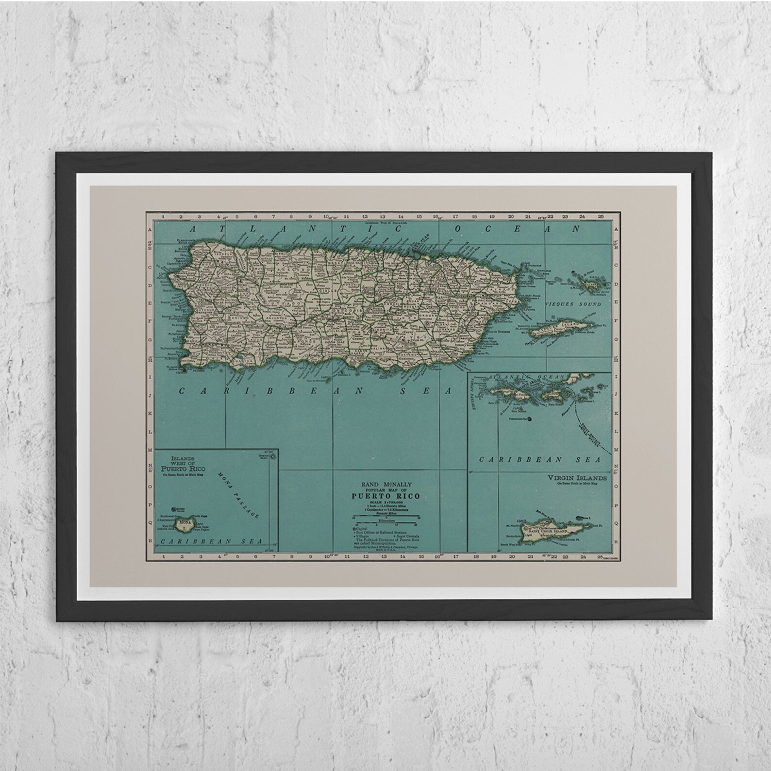 PUERTO RICO MAP Vintage Map of Puerto Rico Vintage Map | Etsy