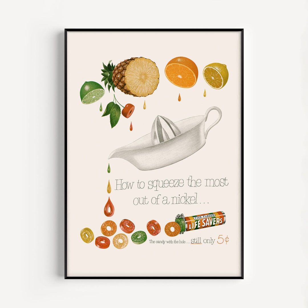 VINTAGE CANDY POSTER, Retro Candy Print, Reproduction, Fruit Candy ...