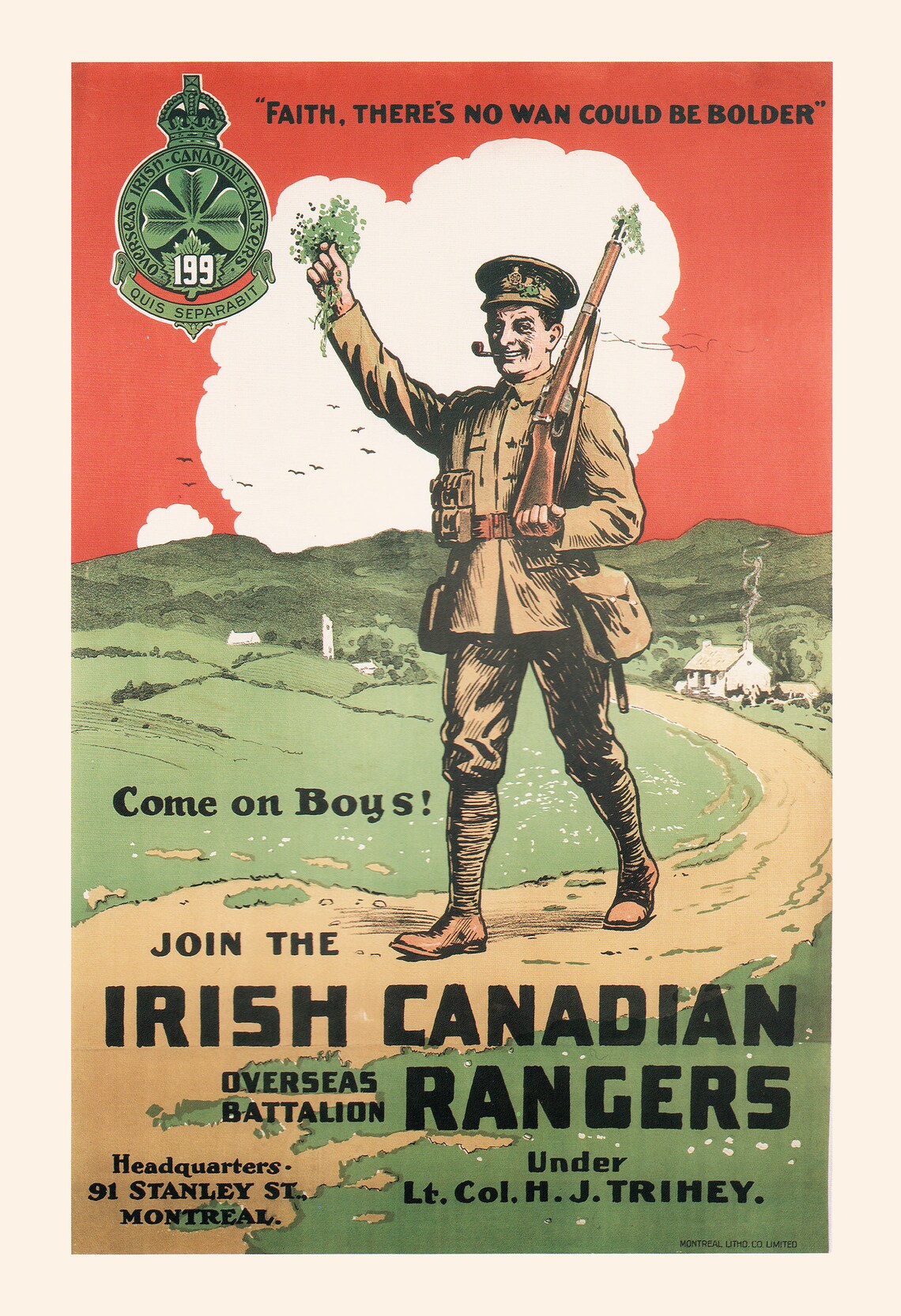 CANADIAN WWI POSTER Irish Canadian Rangers Poster Vintage - Etsy