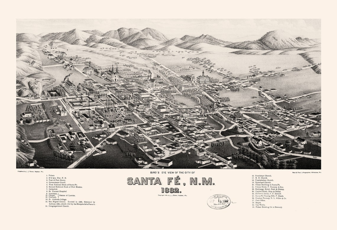 Vintage SANTA FE Map Print Antique Wall Art Vintage Map of - Etsy Canada