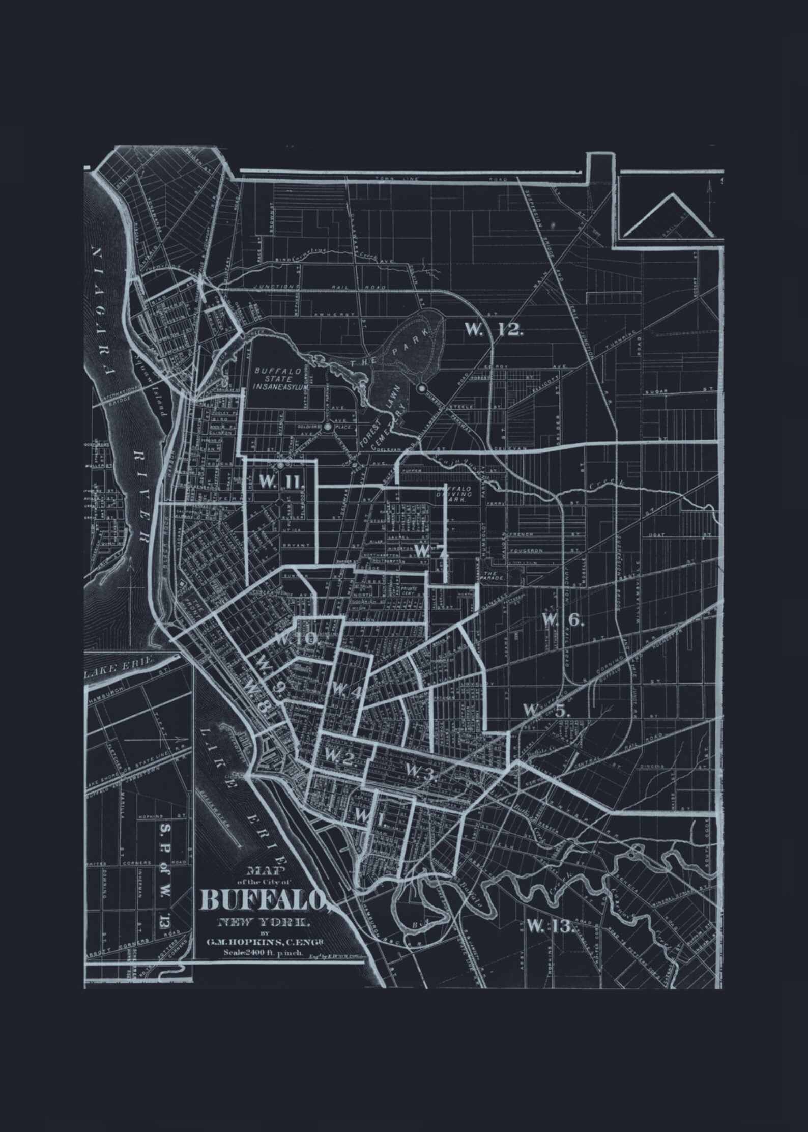 BUFFALO MAP ART Blueprint Map of Buffalo N.Y. Vintage Map | Etsy Canada