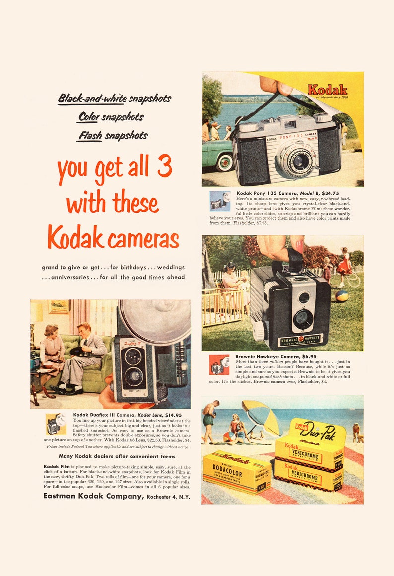 VINTAGE FILM CAMERA Ad, Retro Camera Ad, Vintage Camera Poster, Retro ...