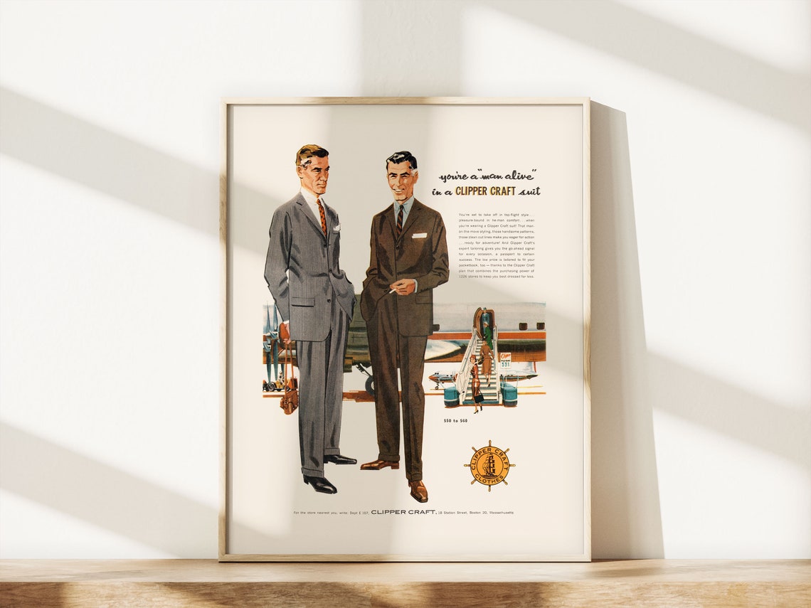 GENTLEMEN FASHION AD Retro Mid-century Fashion Ad Vintage - Etsy