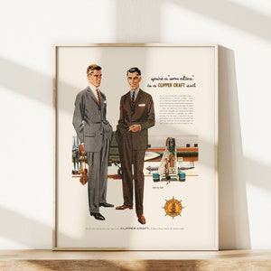 GENTLEMEN FASHION AD, Retro Mid-century Fashion Ad, Vintage Mens Ad ...