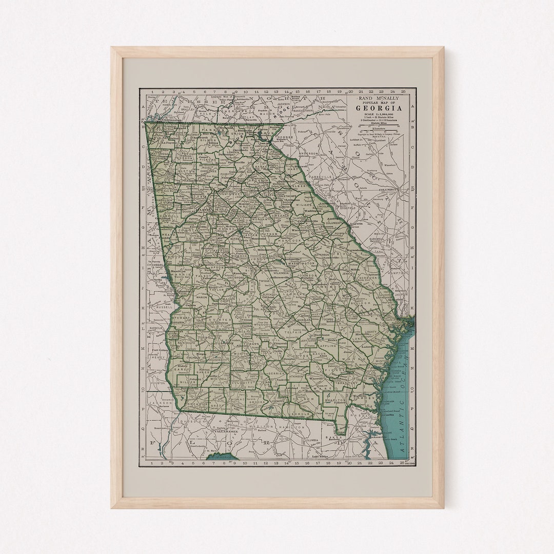 GEORGIA MAP PRINT, Vintage Map of Georgia, Old Map Print, Vintage Wall ...
