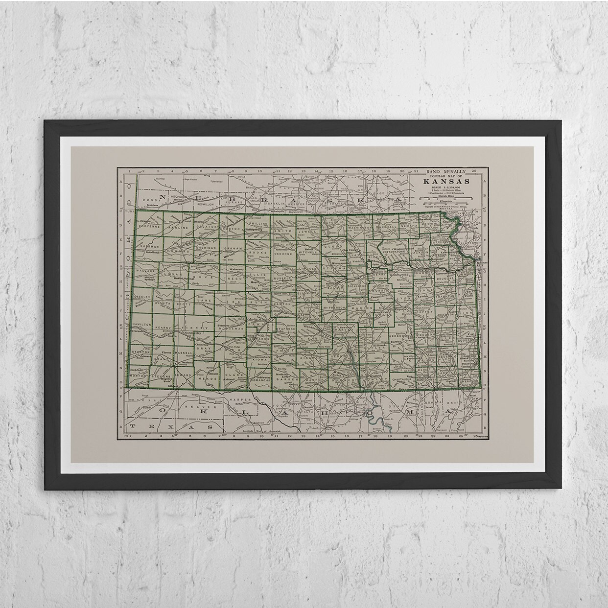 KANSAS MAP PRINT Vintage Map of Kansas Old Map Print - Etsy