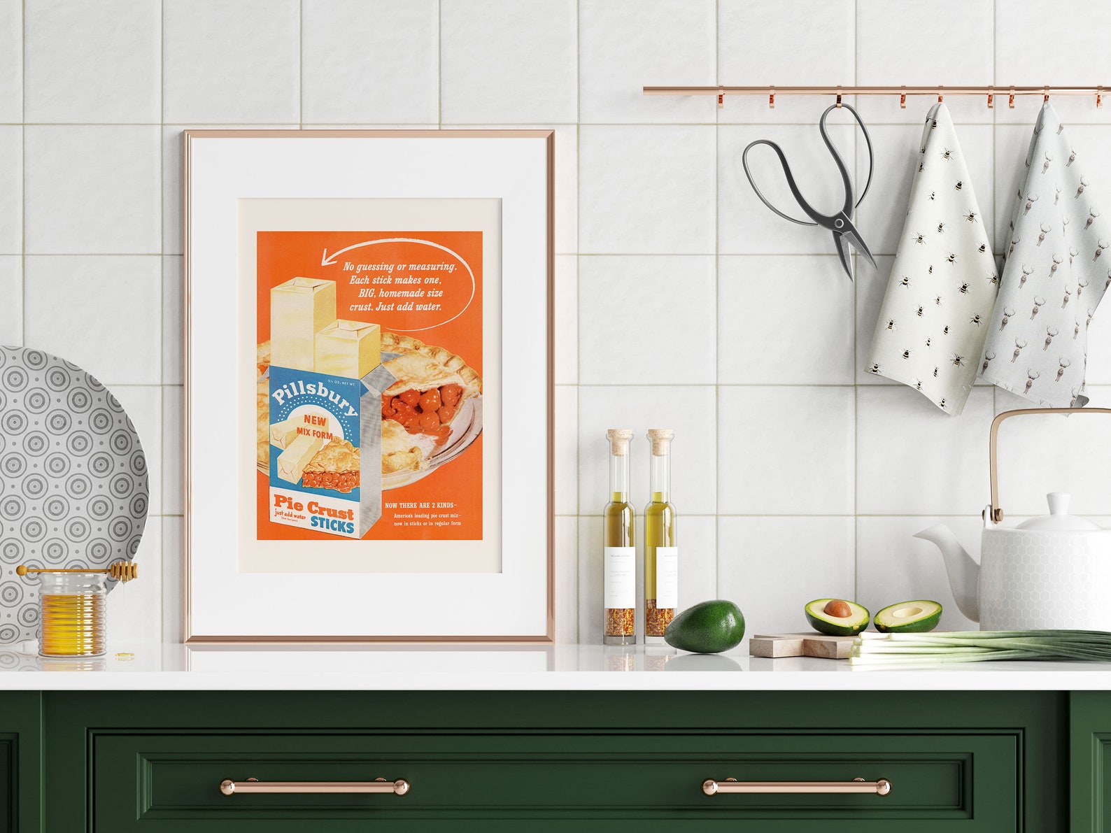 VINTAGE RED KITCHEN Poster, Retro Mid-century Ad, Vintage Pie Crust Ad ...