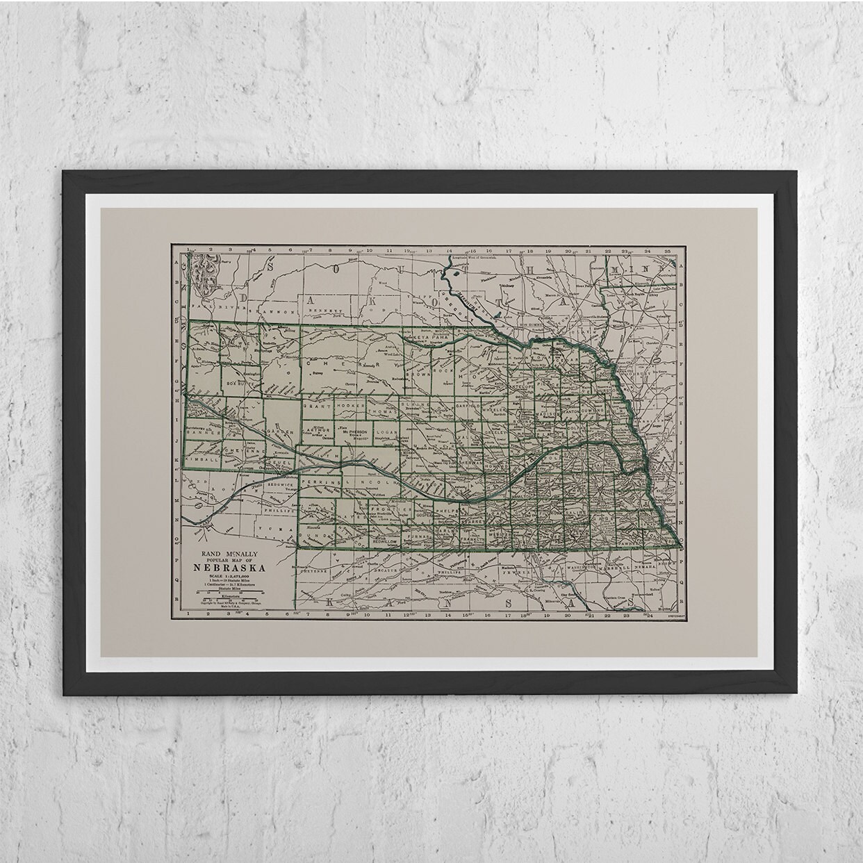 NEBRASKA MAP PRINT Vintage Map of Nebraska Antique Map | Etsy