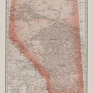ALBERTA CANADA MAP, Vintage Map of Alberta, Canada Wall Art, Vintage ...