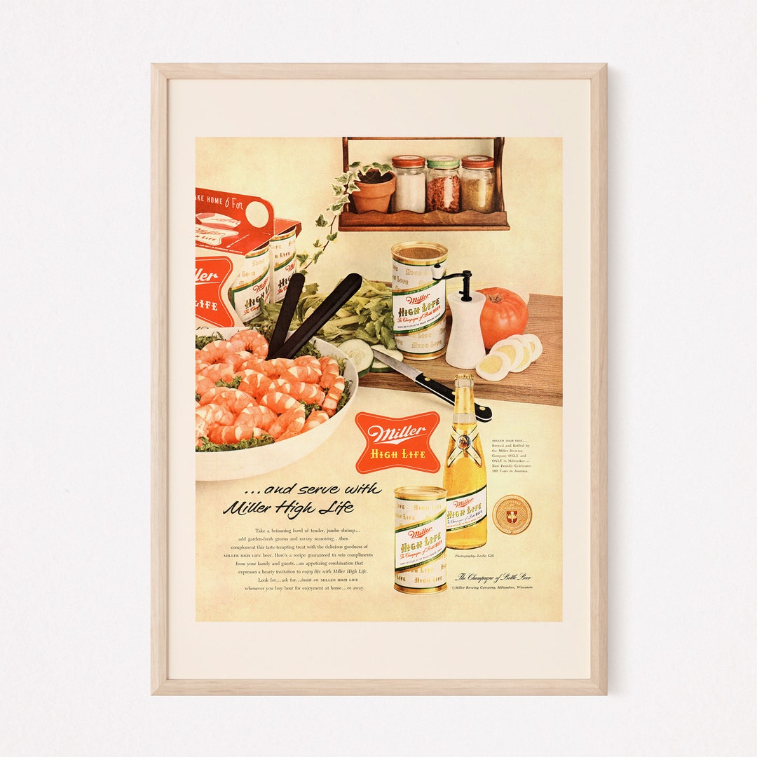 BEER With LUNCH AD, Vintage Beer Poster, Retro Bar Poster Man Cave ...