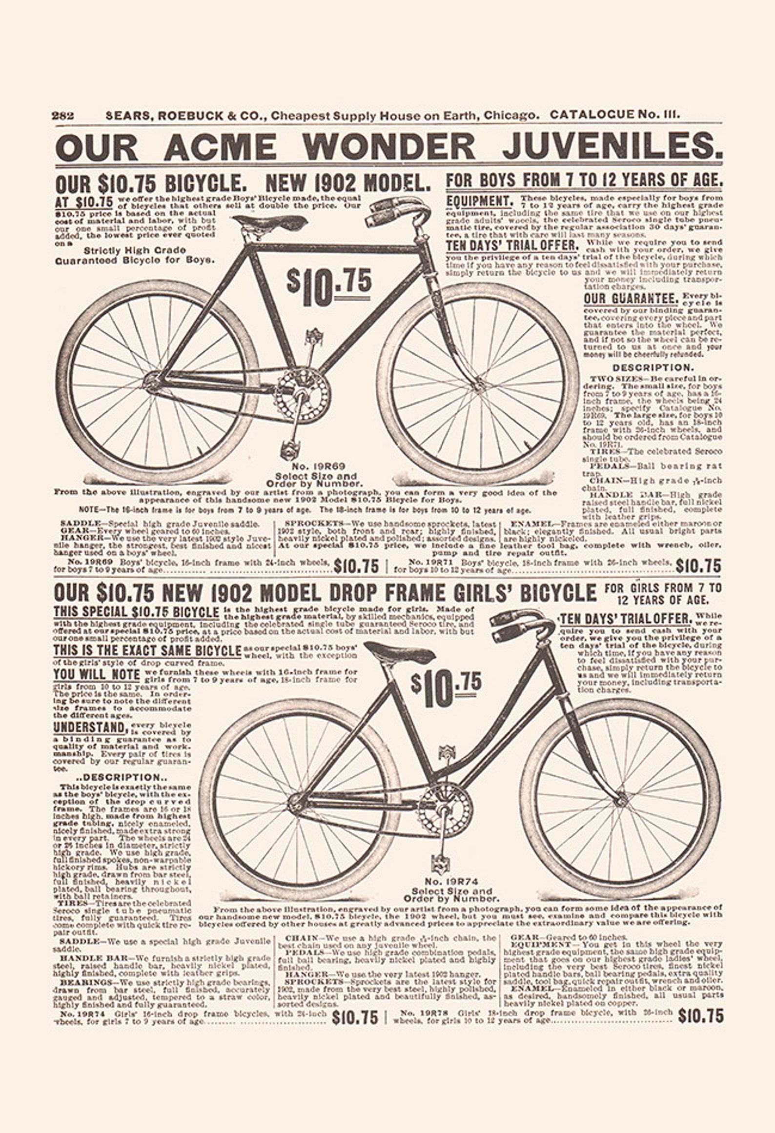 ANTIQUE BICYCLE ADVERTISEMENT Vintage Bike Ad Acme Bike - Etsy Canada
