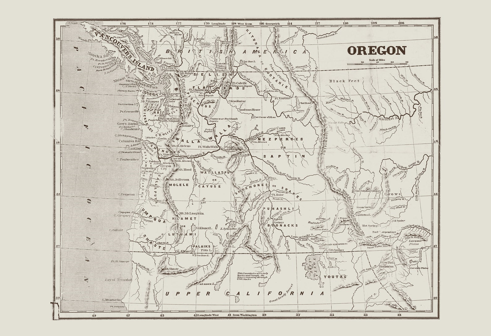 VINTAGE OREGON MAP Antique Map of Oregon Professional - Etsy