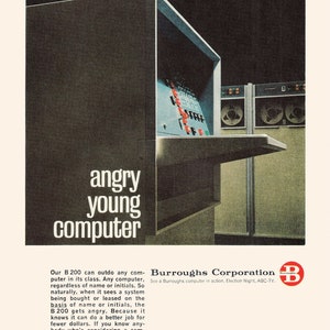 VINTAGE COMPUTER AD, Retro Computer Ad, Classic Office Ad Mid-century ...