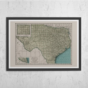 VINTAGE TEXAS MAP Vintage Map of Texas Antique Map Print | Etsy