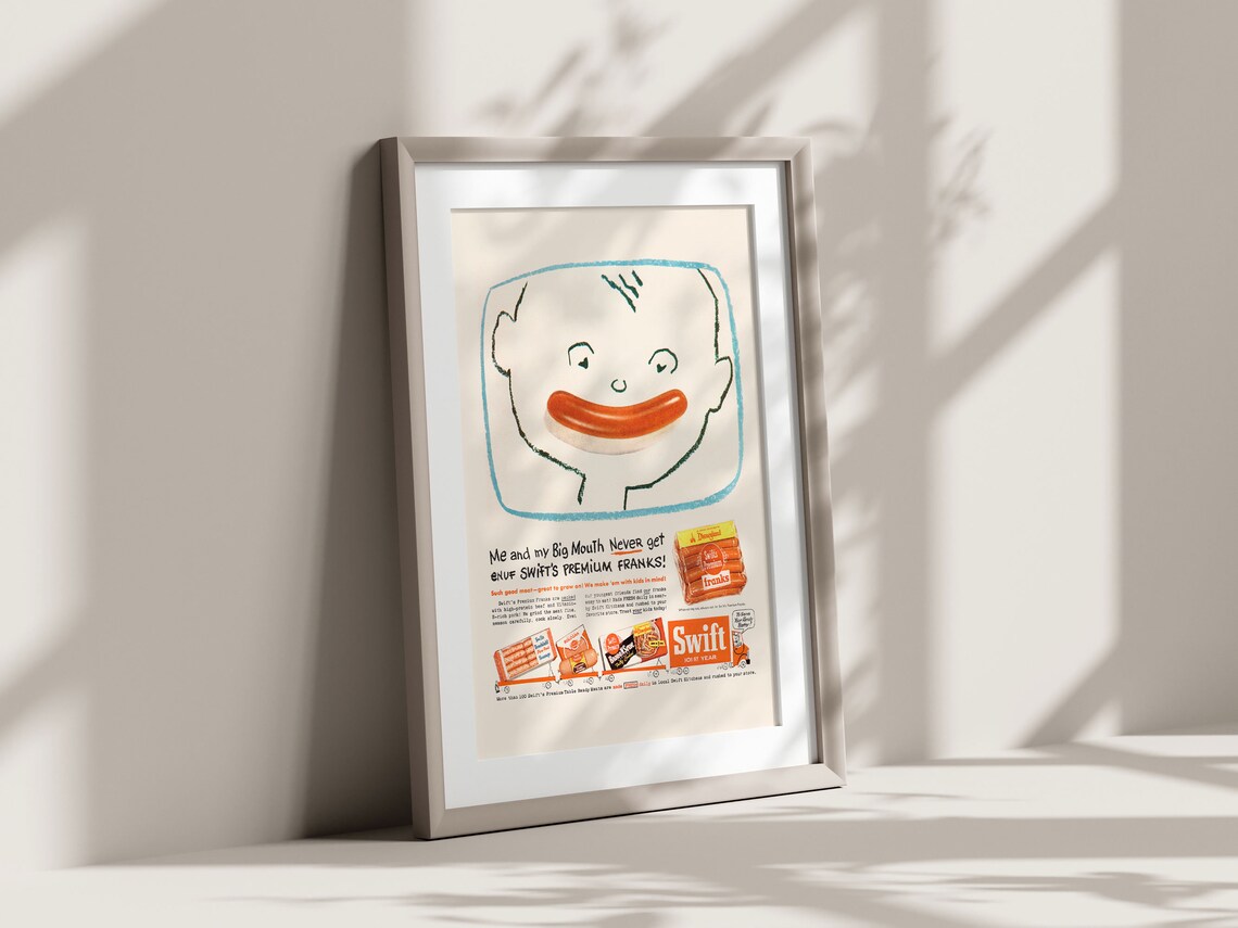 CUTE RETRO KIDS Ad Vintage Kitchen Poster Hot Dog Ad - Etsy