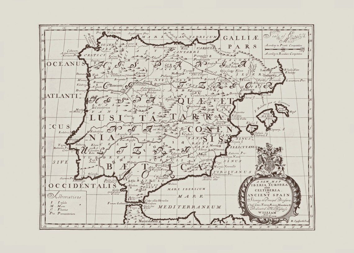 ANCIENT SPAIN MAP Historical Map of Ancient Spain Antique | Etsy