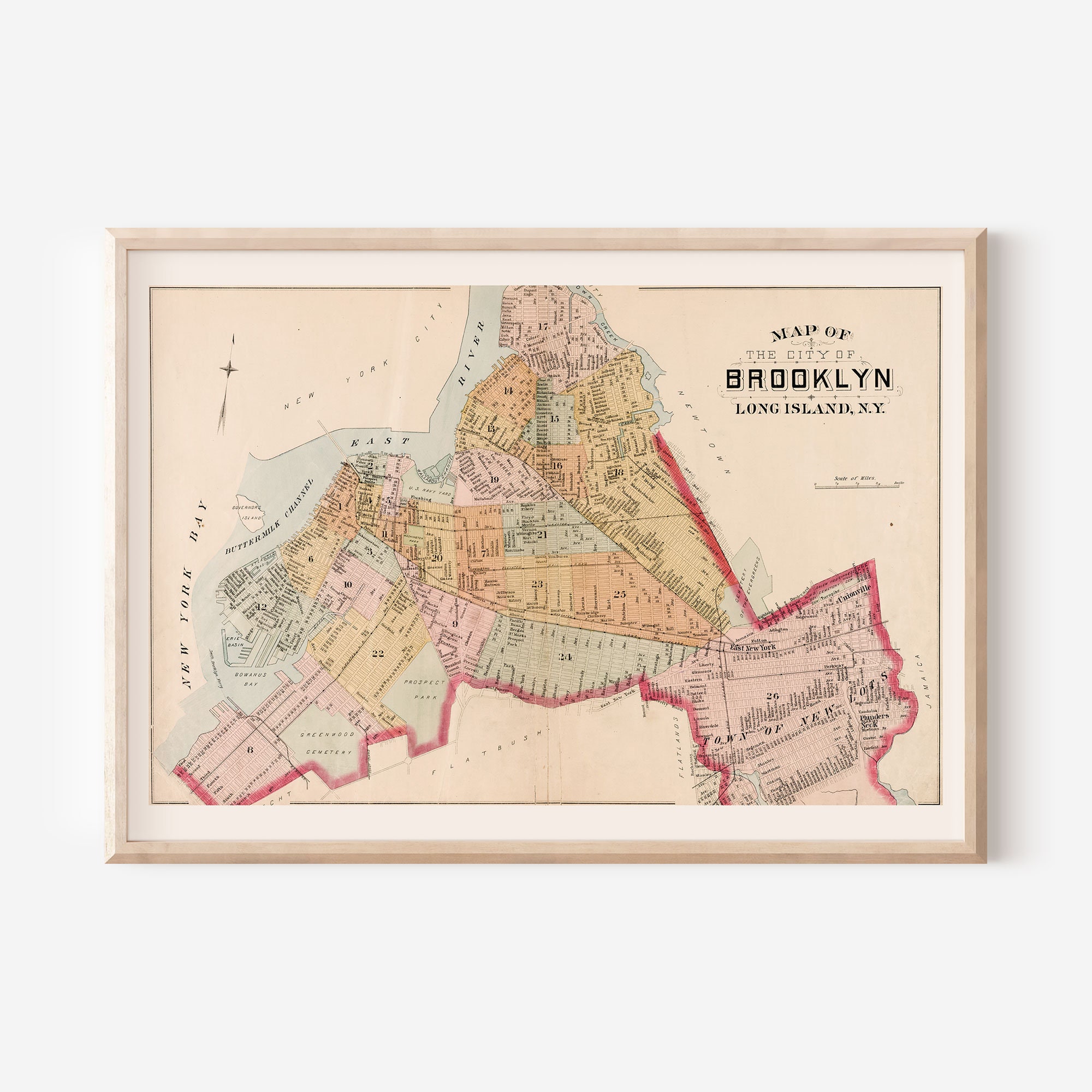 MAPA DE BROOKLYN Mapa de la ciudad de Nueva York cartel de - Etsy México