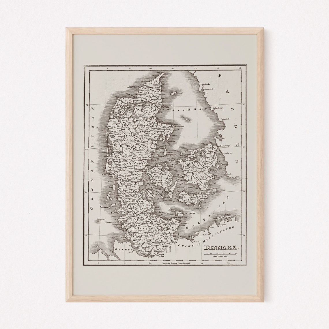 VINTAGE DENMARK MAP Retro Map of Denmark Minimalist Map - Etsy