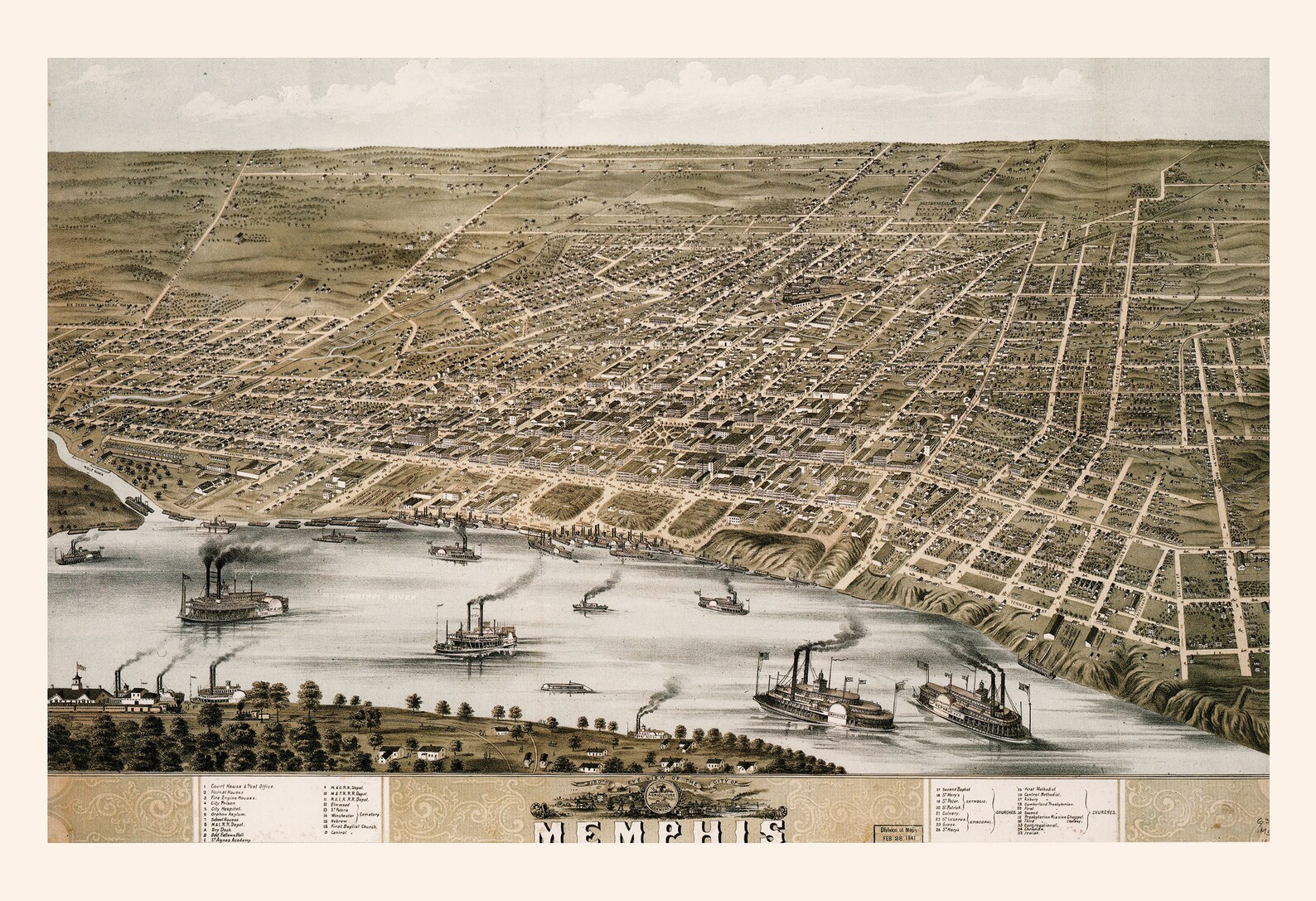 ANTIQUE MEMPHIS MAP Vintage Map of Memphis Tenn Wall Art - Etsy