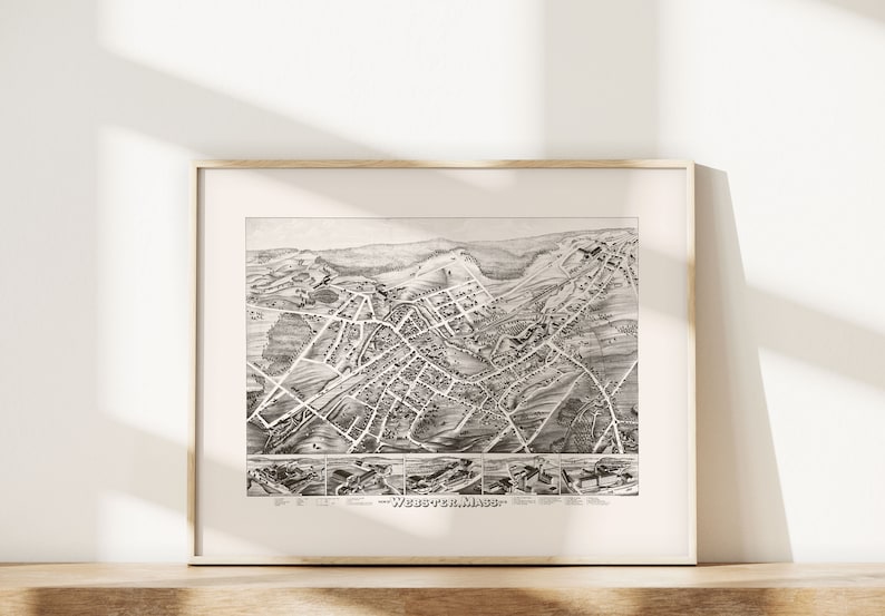 WEBSTER MAP PRINT Antique Webster Mass Map Antique Map - Etsy