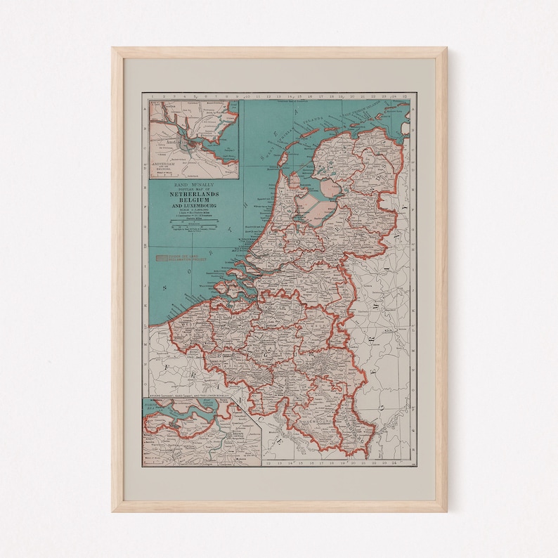 VINTAGE NETHERLANDS MAP Vintage Map of the Netherlands Wall - Etsy