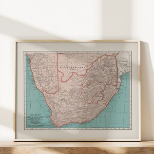 SOUTH AFRICA MAP, Vintage Map of South Africa Wall Art, Vintage Map ...