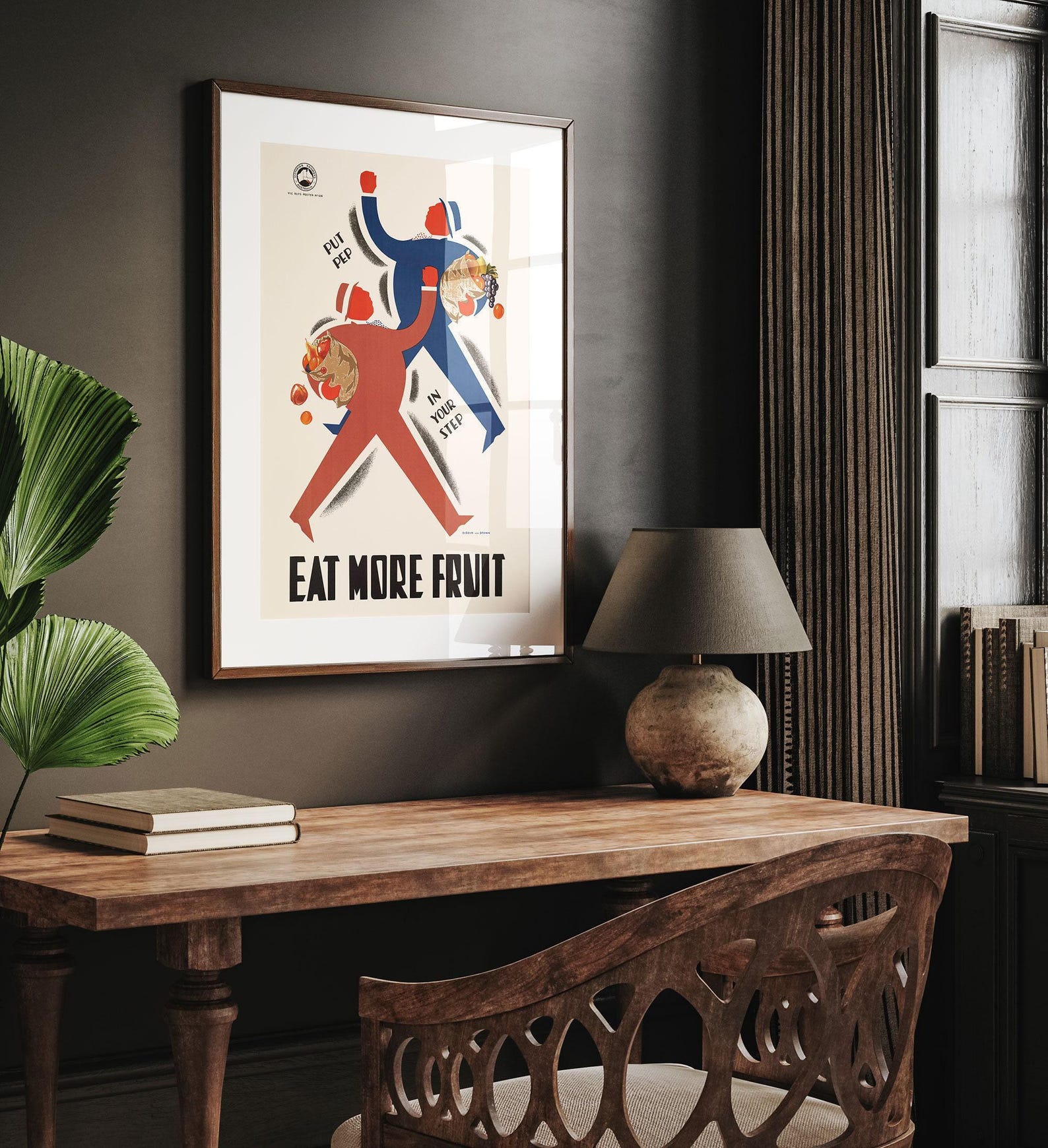 EAT FRUIT POSTER, Fun Poster, Retro Kitchen Decor, Vintage Art Deco ...
