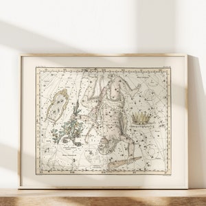 Antique ZODIAC Print, HERCULES Star Map Print, Zodiac Sign Gift ...