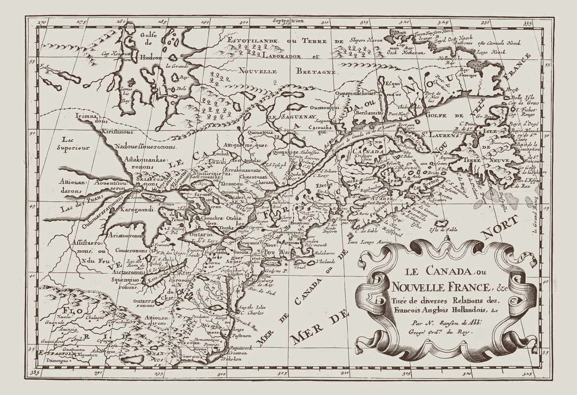 ANTIQUE CANADA MAP Historical Map of Canada Nouvelle - Etsy Canada