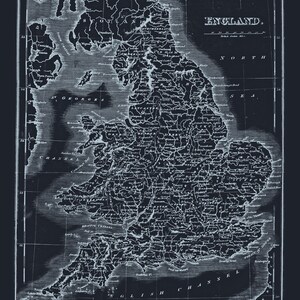MINIMALIST ENGLAND MAP Blueprint Map of England Vintage - Etsy