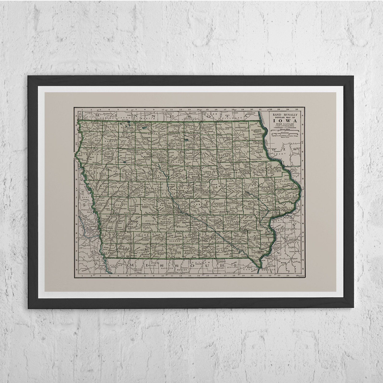 IOWA MAP PRINT Vintage Map of Iowa Old Map Print Vintage | Etsy