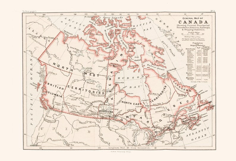 VINTAGE CANADA MAP Historical Map Office Wall Art Map of - Etsy