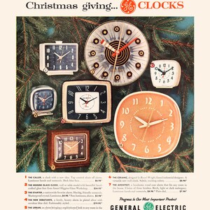 VINTAGE CLOCK ADVERTISEMENT, Retro Mid-century Ad, Retro Clock Poster ...