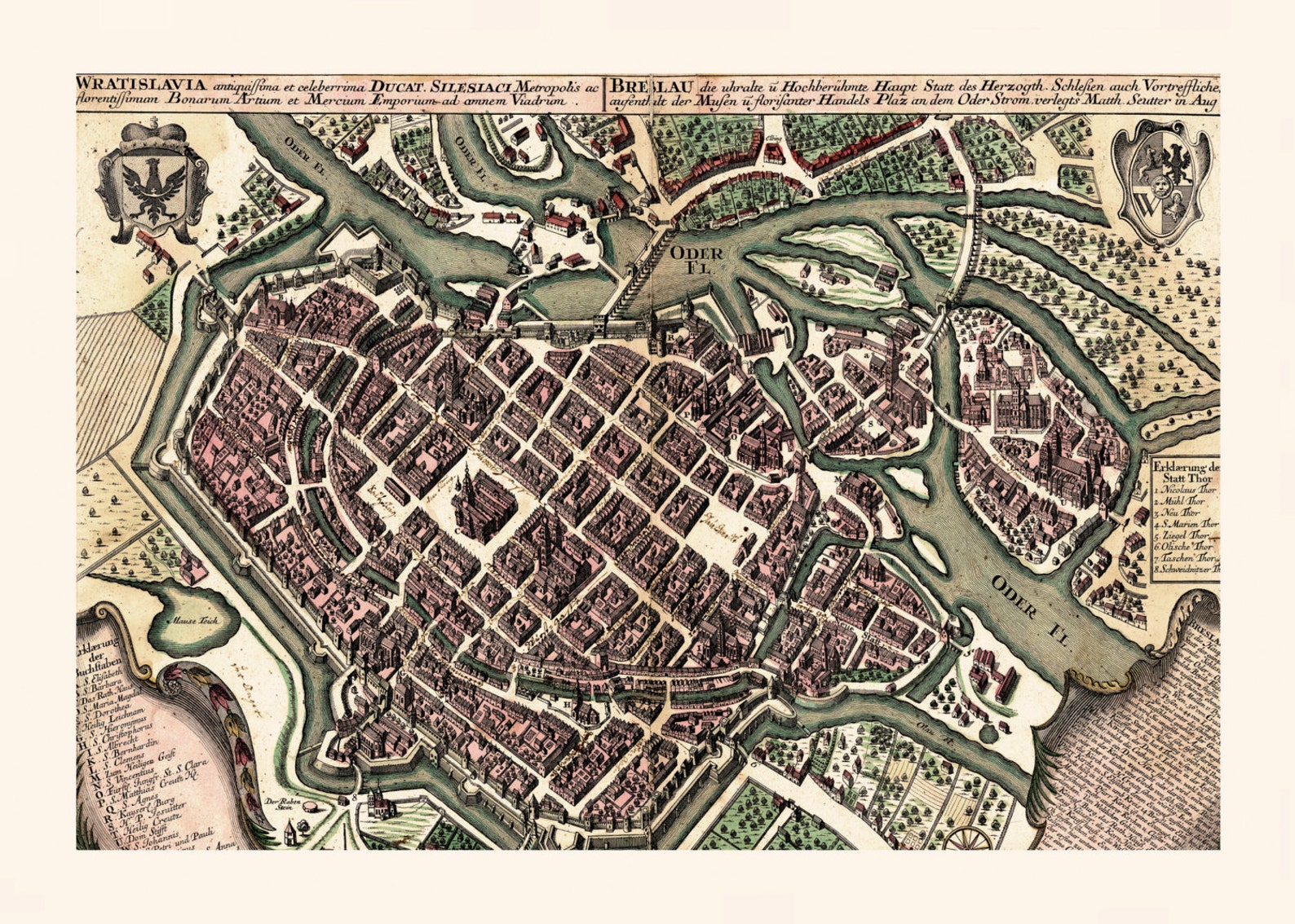 ANTIQUE WROCLAW MAP Map of Wroclaw Poland Historical Poland - Etsy